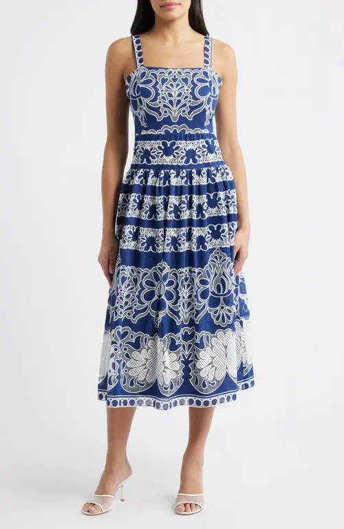 Julia Jordan Drop Waist Lace Midi Sundress