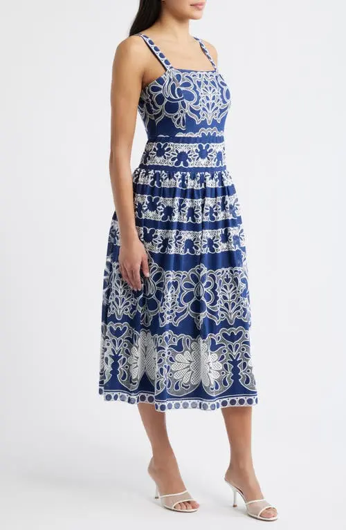 Julia Jordan Drop Waist Lace Midi Sundress