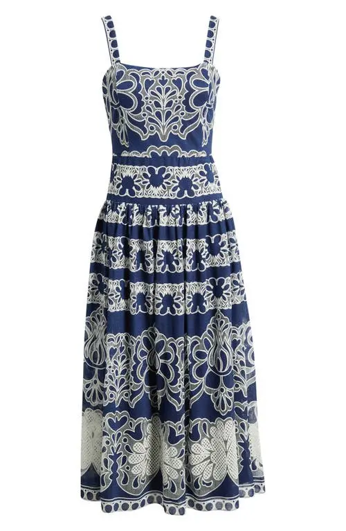 Julia Jordan Drop Waist Lace Midi Sundress