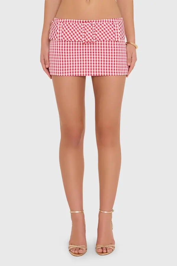 Amanda Uprichard Gingham Belted Skort