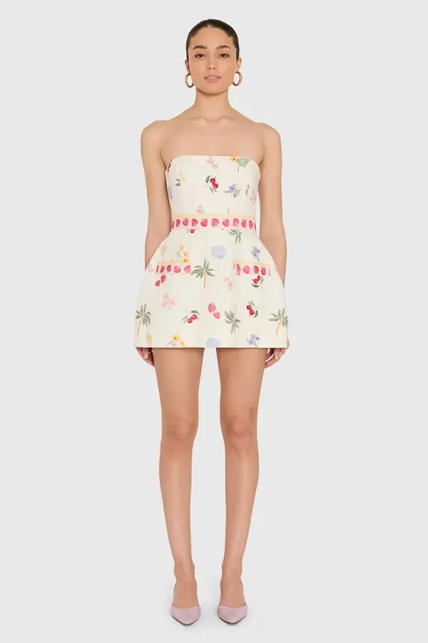 Amanda Uprichard Strapless Bethany Romper In Boardwalk - Boardwalk Print