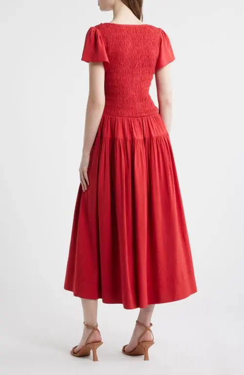 Moon River Square Neck Smocked Maxi Dress