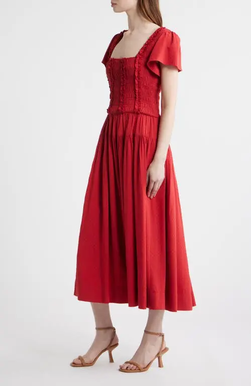 Moon River Square Neck Smocked Maxi Dress