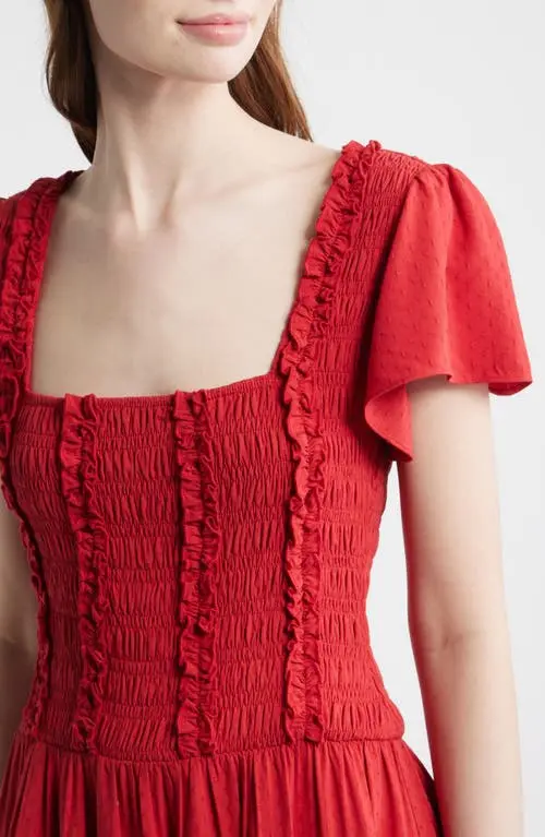 Moon River Square Neck Smocked Maxi Dress