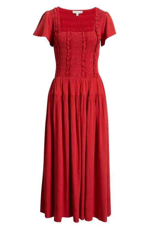 Moon River Square Neck Smocked Maxi Dress