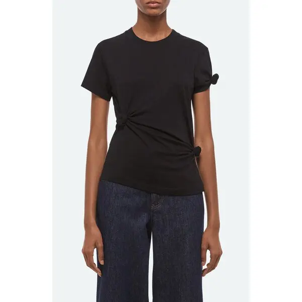 Helmut Lang Knot Detail Cotton Baby Tee - Black