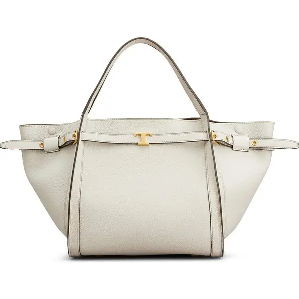 TOD'S Tim Leather Shopper Bag - Bianco Calce