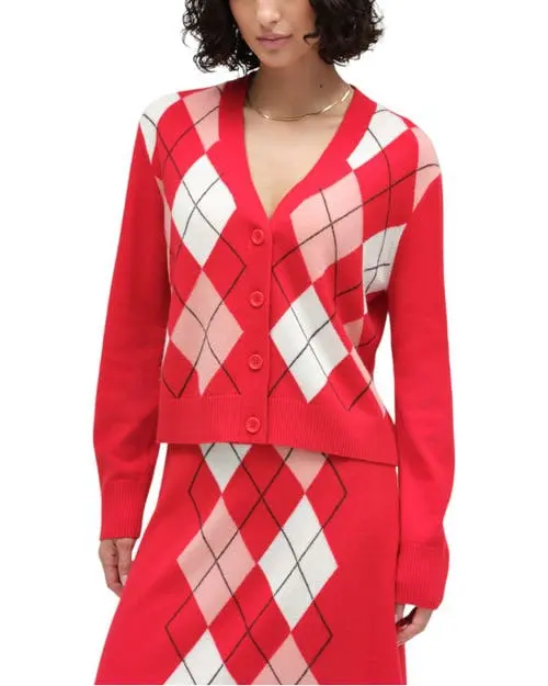 Chinti & Parker Argyle Wool-cashmere Cardigan - Red