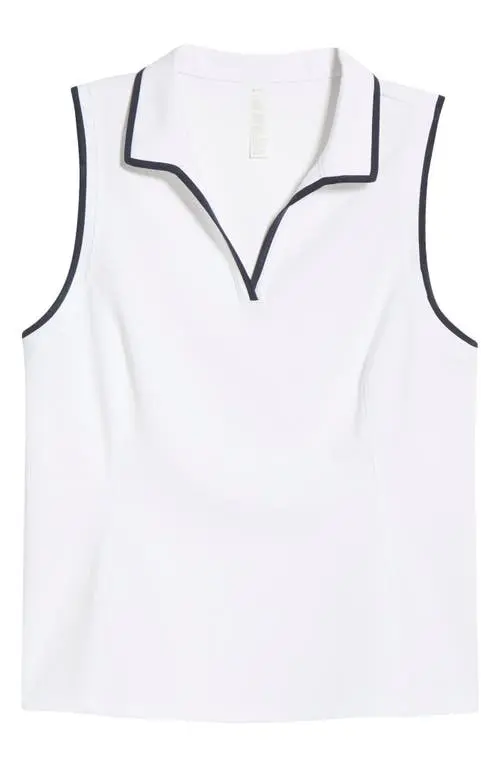 Zella Pace Piqué Knit Polo Tank - White