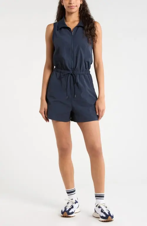 Zella Travel Lite Zip-up Sleeveless Romper - Navy Sapphire