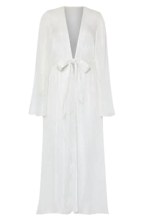 MILLY Vince Metallic Pinstripe Long Sleeve Sheer Cover-up