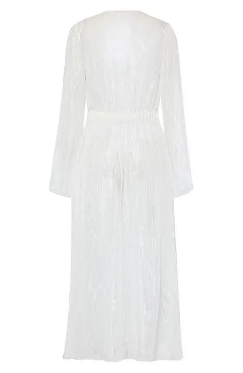 MILLY Vince Metallic Pinstripe Long Sleeve Sheer Cover-up