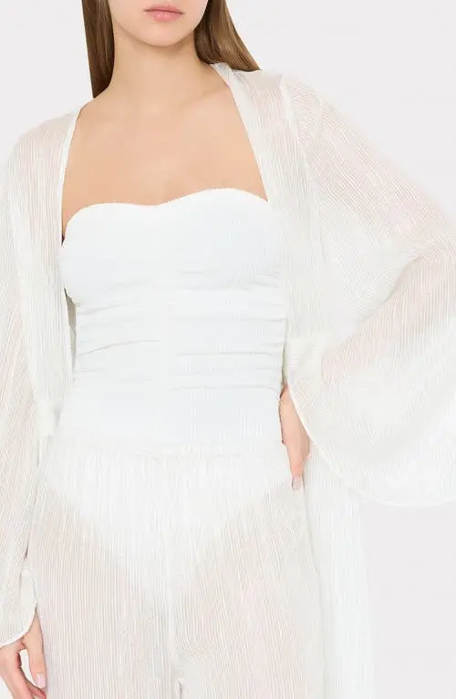 MILLY Vince Metallic Pinstripe Long Sleeve Sheer Cover-up