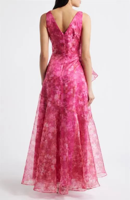 Eliza J Sleeveless Floral Ruffle Evening Gown