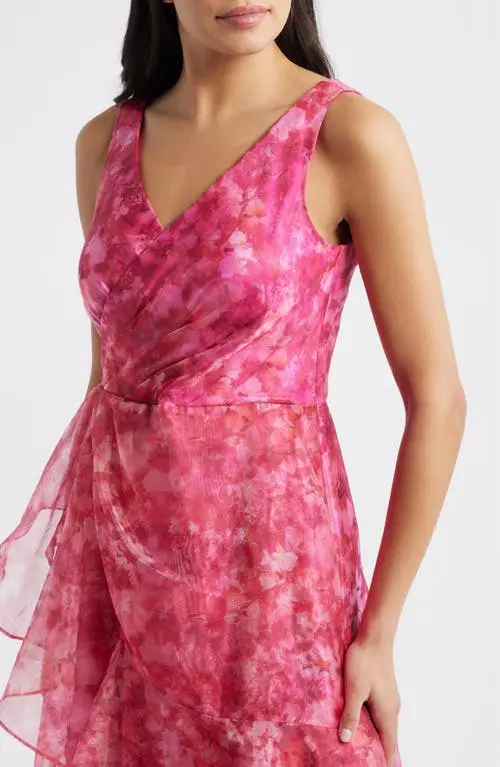 Eliza J Sleeveless Floral Ruffle Evening Gown
