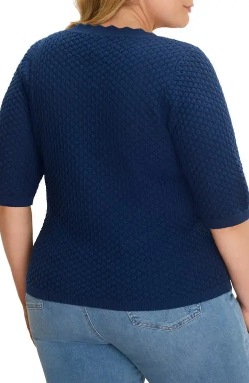 NIC+ZOE Scallop Texture Short Sleeve Sweater