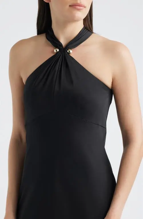 Vince Camuto Satin Halter Gown