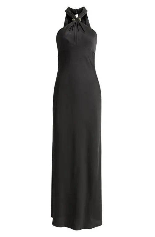 Vince Camuto Satin Halter Gown