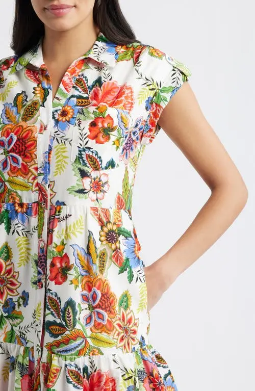 Eliza J Floral Cotton Shirt Dress
