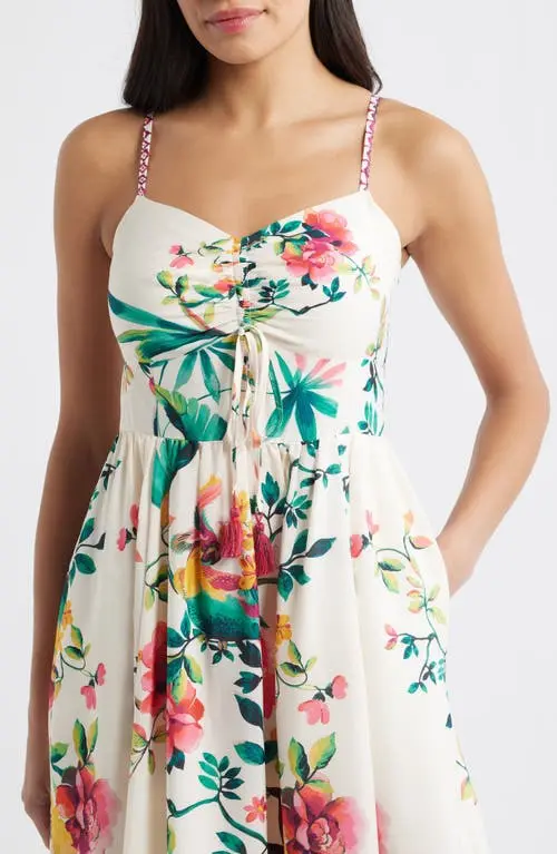 Eliza J Floral Border Print Midi Dress