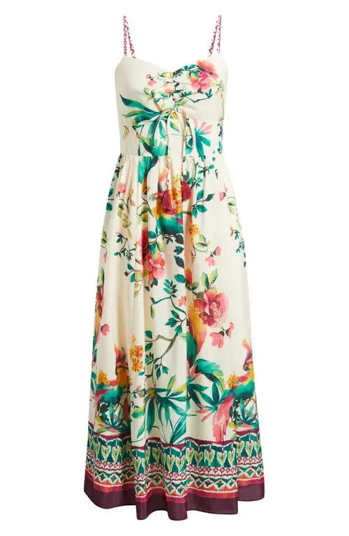 Eliza J Floral Border Print Midi Dress