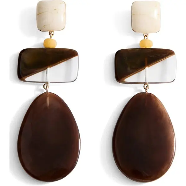 Mango Mixed Shape Drop Earrings - Brown