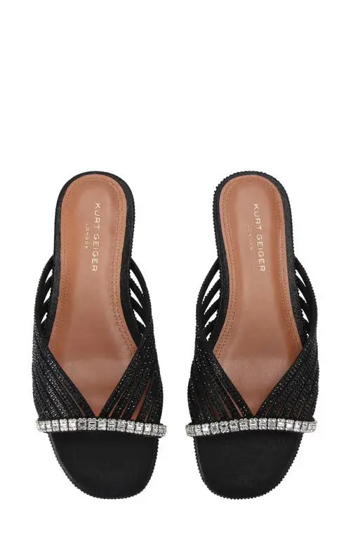 Kurt Geiger Embellished Crystal Slide Sandals - Black