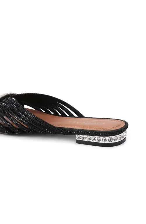 Kurt Geiger Embellished Crystal Slide Sandals - Black