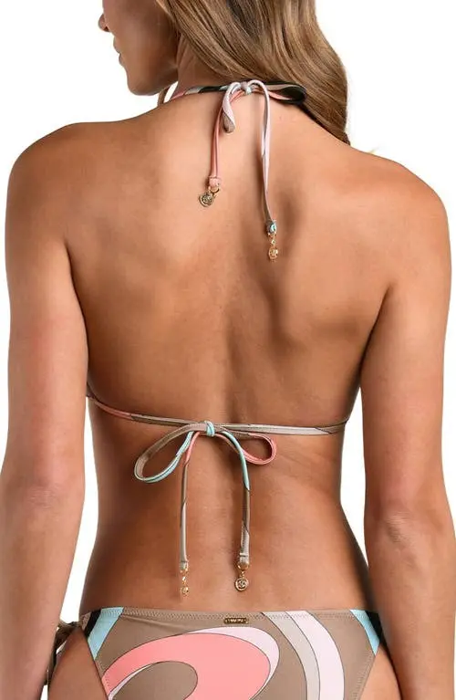 L'Agence Abstract Swirl Halter Underwire Bikini Top