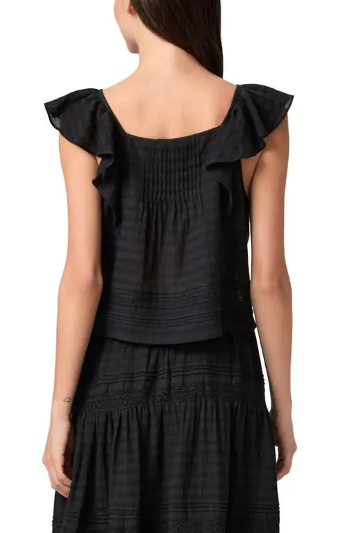 Paige Oaks Pintuck Ruffle Top - Black