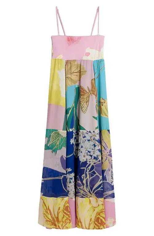 Desigual Strapless Maxi Dress With Patchwork Floral Print