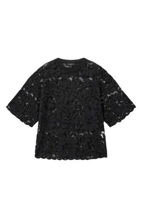 ALLSAINTS Amelie Floral Lace T-shirt - Black