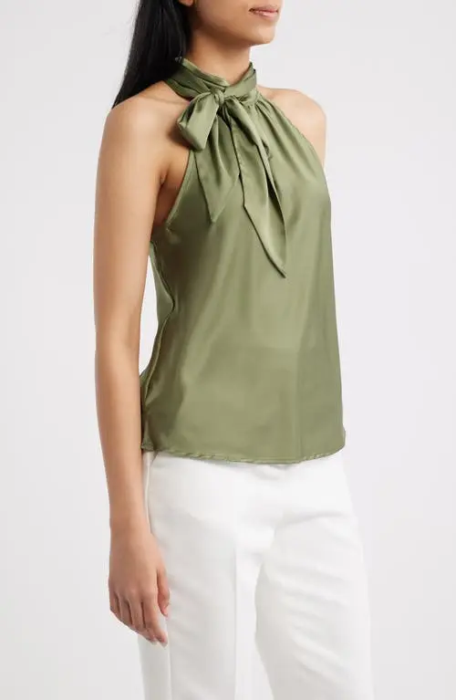TAHARI ASL Sleeveless Satin Tie Neck Top
