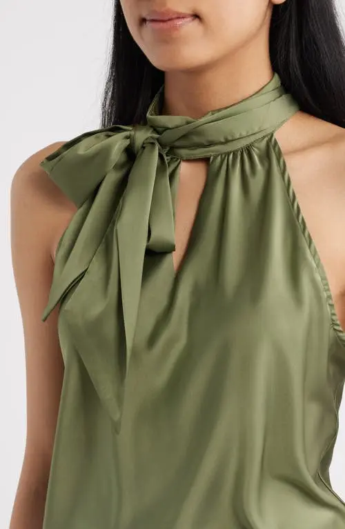 TAHARI ASL Sleeveless Satin Tie Neck Top