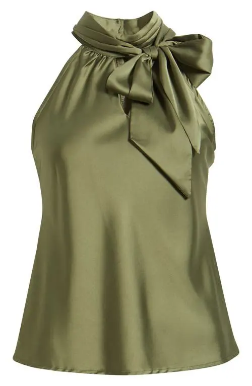 TAHARI ASL Sleeveless Satin Tie Neck Top