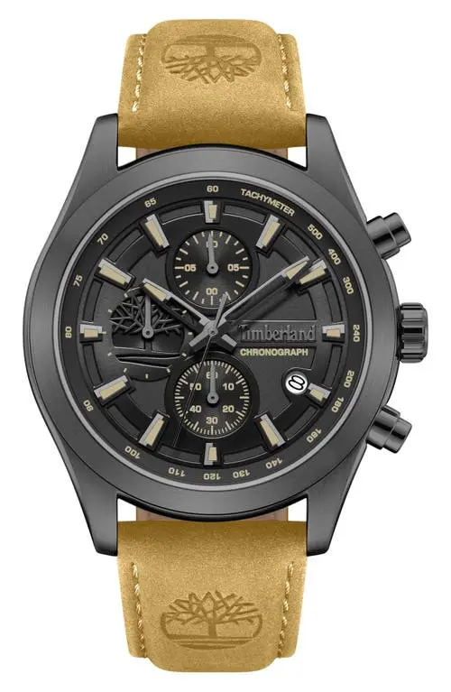 Timberland Ashmont Chronograph Watch With Leather Strap - Tan/brown Light
