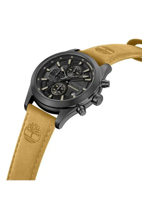 Timberland Ashmont Chronograph Watch With Leather Strap - Tan/brown Light