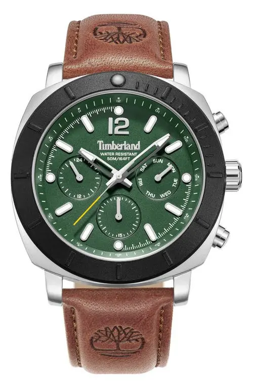 Timberland Pyperville Multifunction Leather Strap Watch - Brown