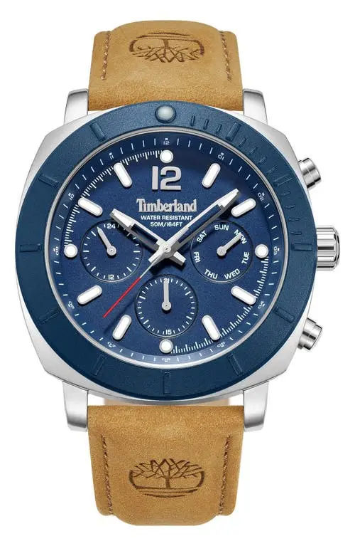 Timberland Pyperville Multifunction Leather Strap Watch - Tan