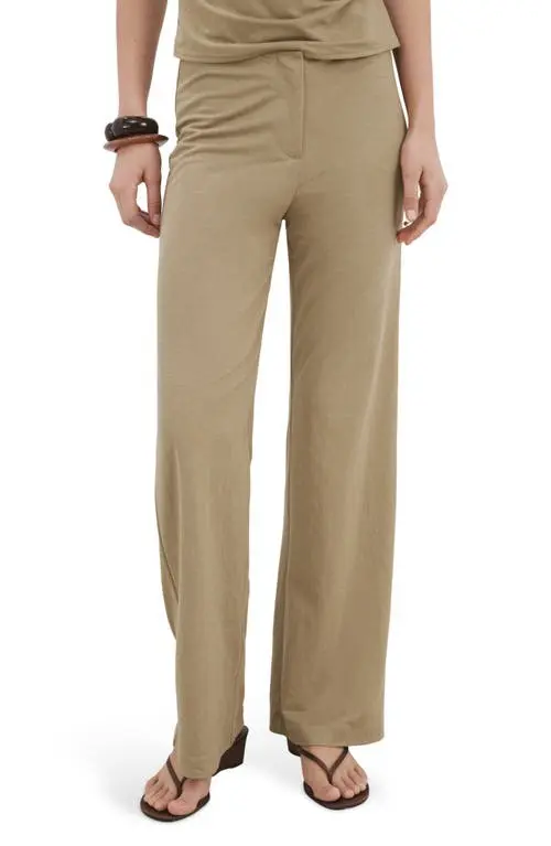 Mango Straight Leg Pants - Medium Brown