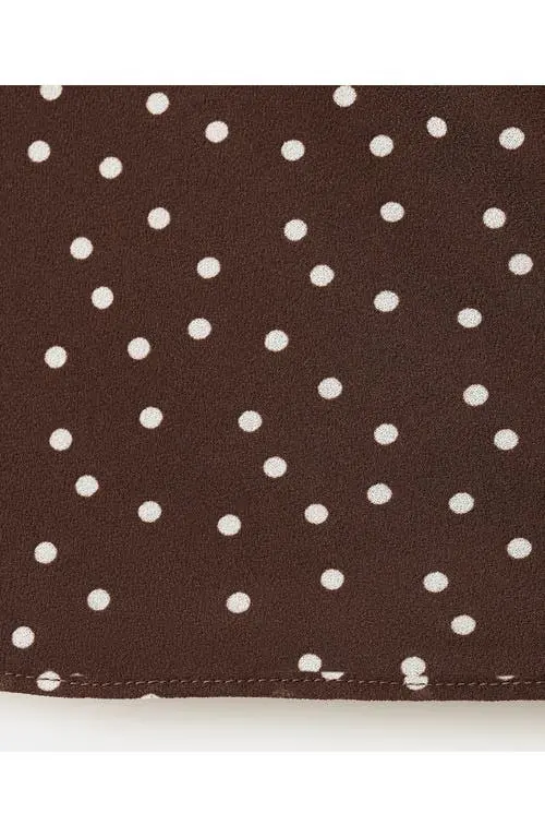 Mango Polka Dot Cowl Neck Sleeveless Top - Brown