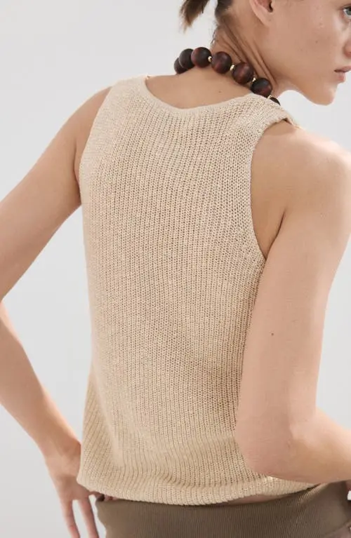 Mango V-neck Button-front Sweater Vest - Sand
