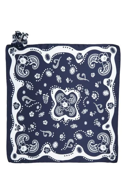 Treasure & Bond Paisley Print Scrunchie Scarf - Blue Multi Combo