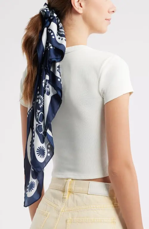 Treasure & Bond Paisley Print Scrunchie Scarf - Blue Multi Combo
