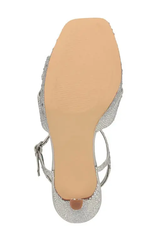 Nine West Embellished Ankle Strap Platform Sandals - Metallic Silver