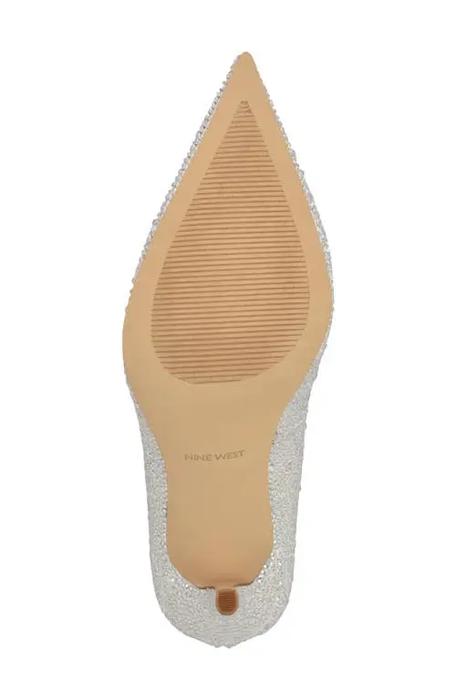Nine West Embellished Pointed Toe Stiletto Pumps - White