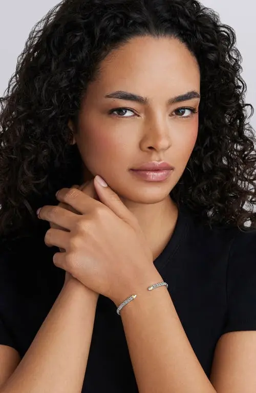 Lagos Signature Caviar Beaded Cuff Bracelet In Sterling Silver And 18k Gold