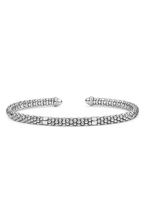 Lagos Signature Caviar Beaded Cuff Bracelet In Sterling Silver And 18k Gold