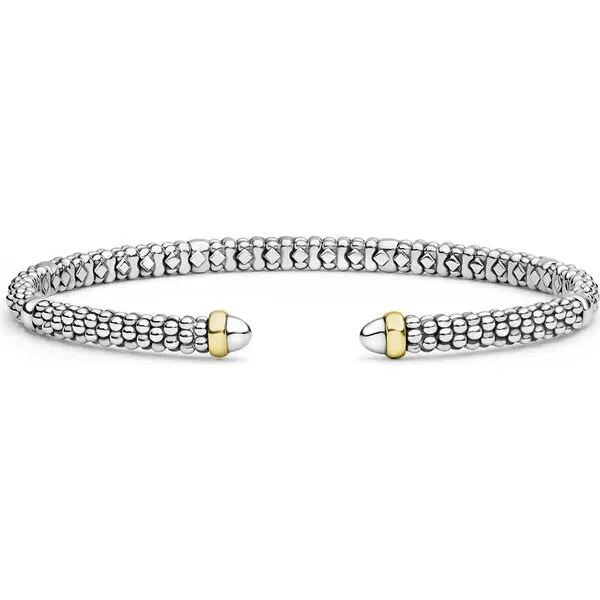 Lagos Signature Caviar Beaded Cuff Bracelet In Sterling Silver And 18k Gold - Silver/gold