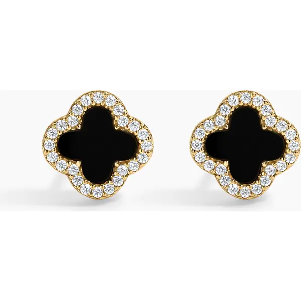 ELECTRIC PICKS Black Icon Clover Studs - Gold